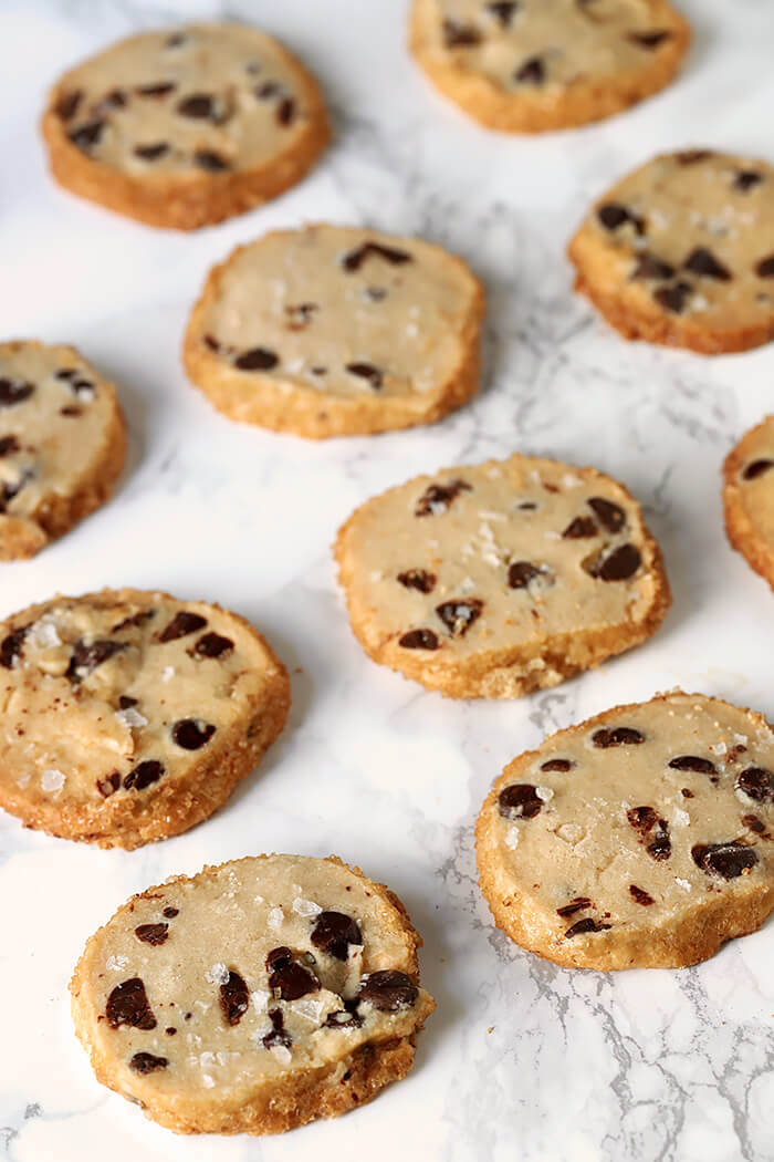 Salted Chocolate Chip Shortbread Cookies - Creative Culinary