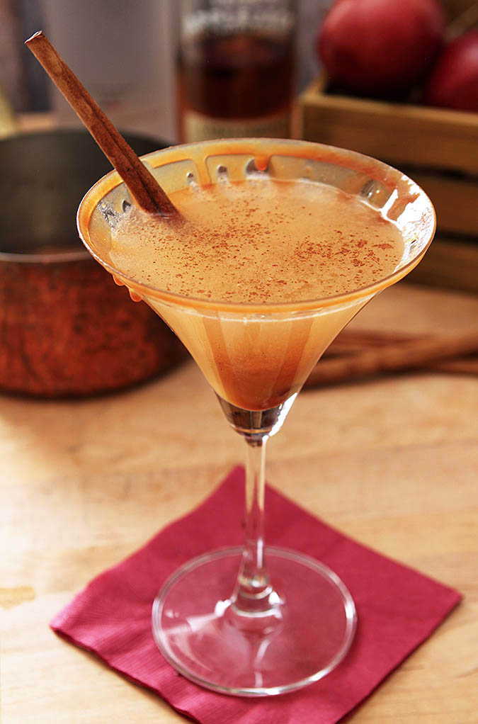 Warm Caramel Apple Cider Martini - Creative Culinary